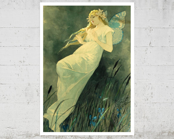 Alphonse Mucha Elf With Iris Flowers - Fine Art Print – Mabon Gallery